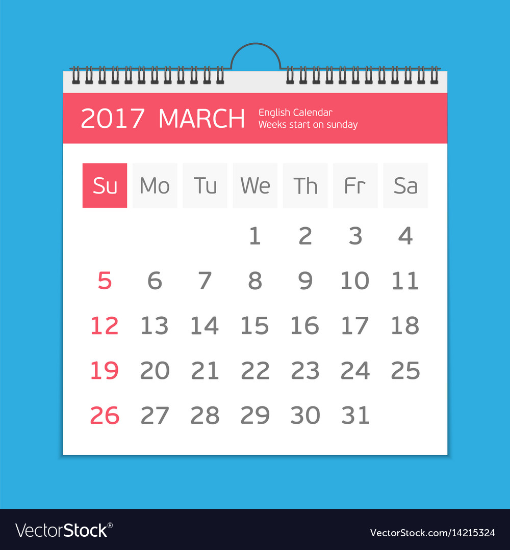 March calendar template Royalty Free Vector Image