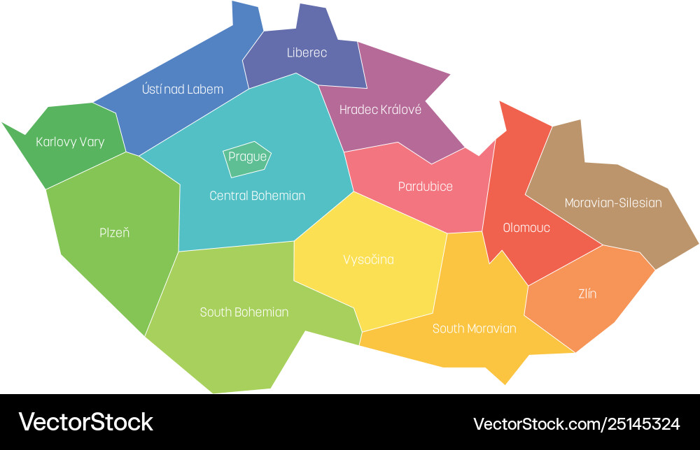 Regions czech republic map regional Royalty Free Vector