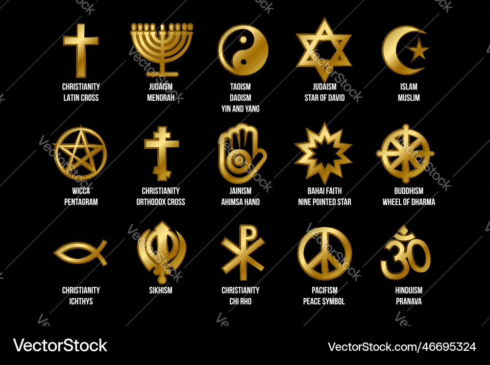Traditional religious mystical symbols set Vector Image