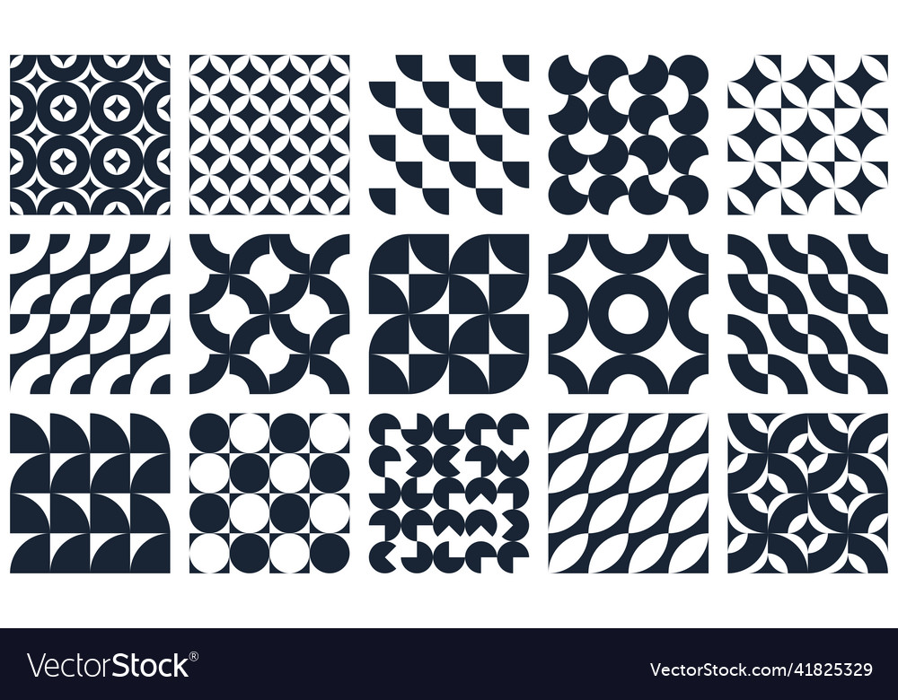 Abstract geometric seamless patterns set black Vector Image