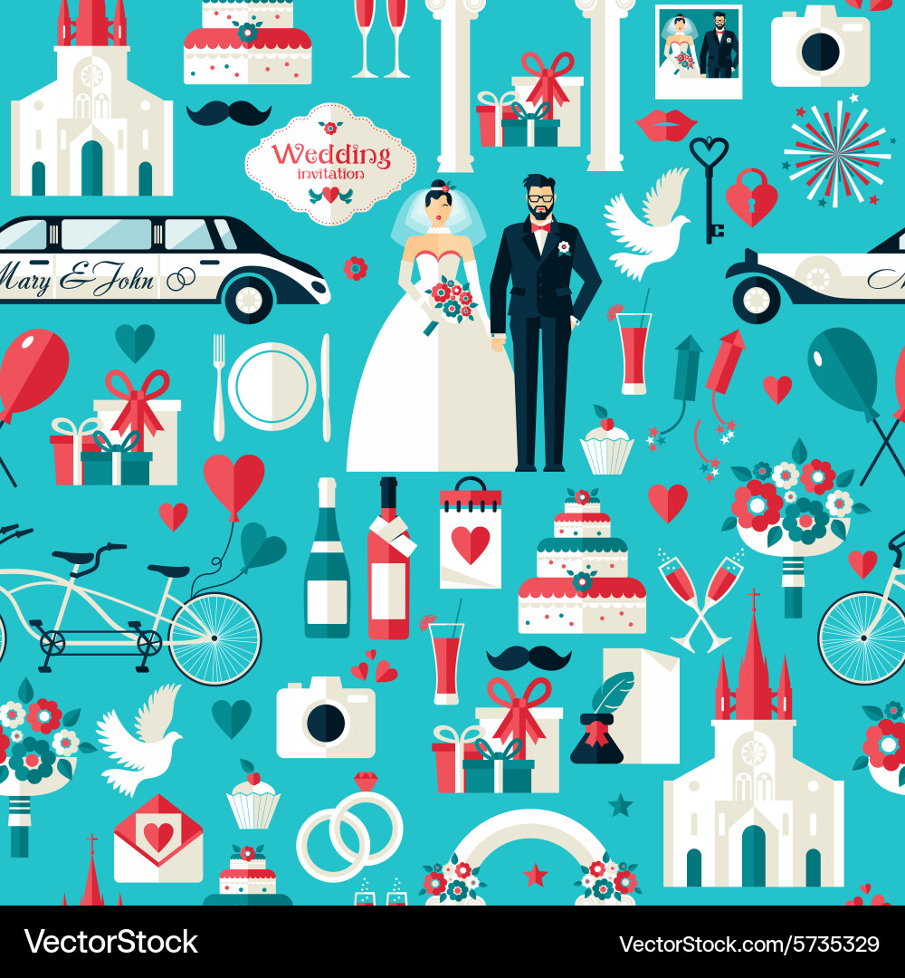 Hochzeit Symbole Set Lizenzfreies Vektorbild