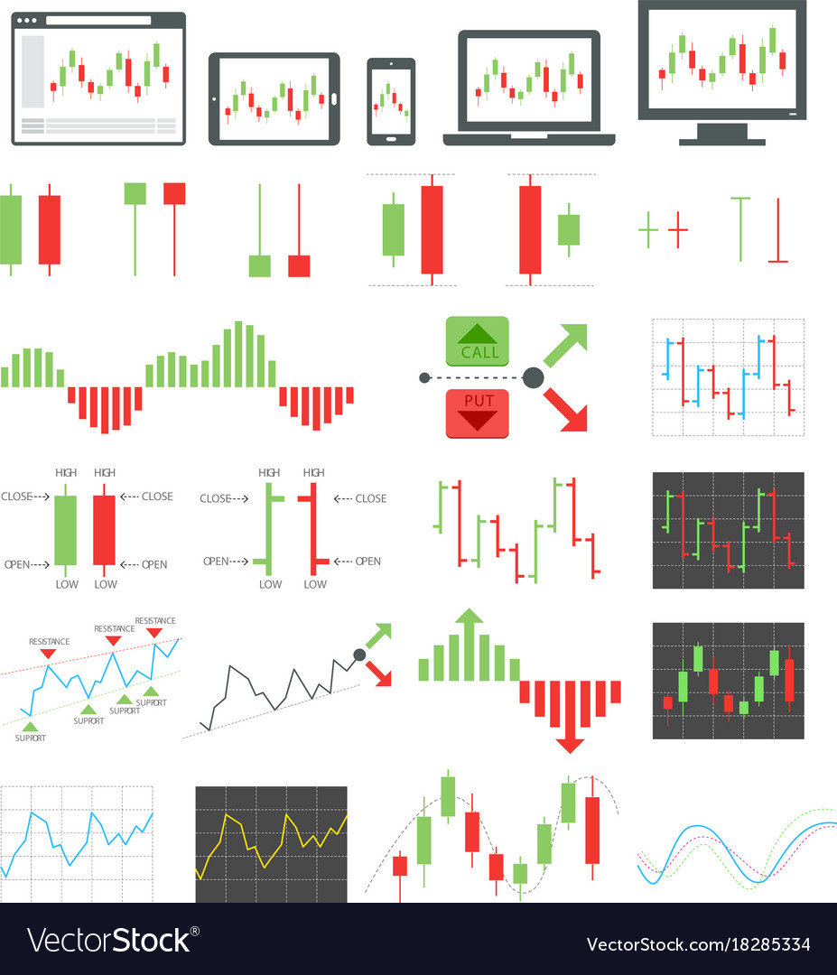 Binary options icons Royalty Free Vector Image