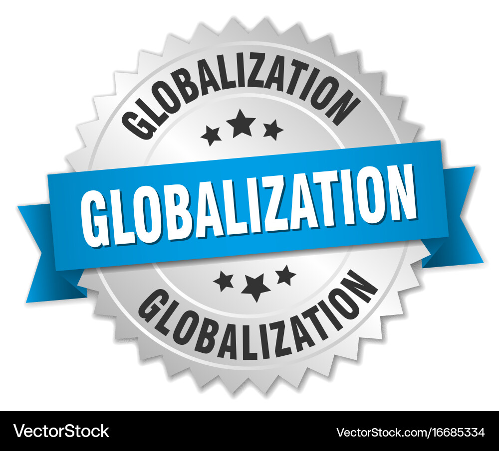 Globalization round isolated silver badge Vector Image