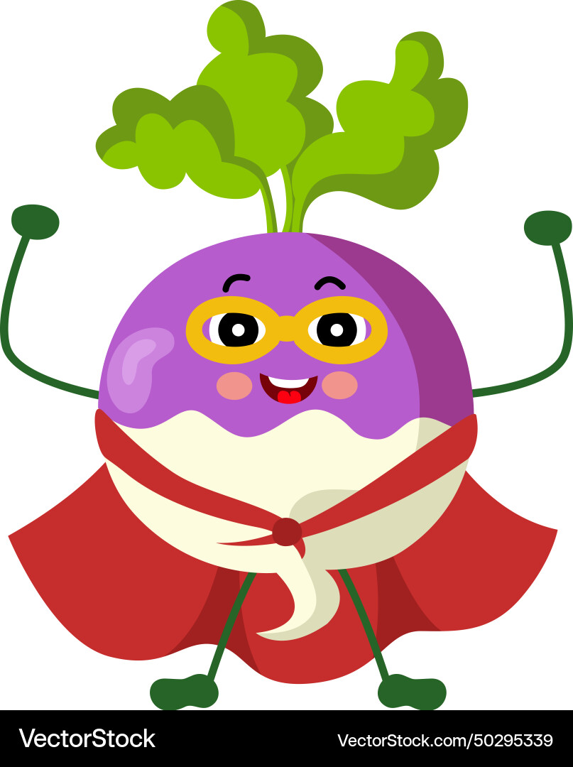 Funny fresh turnip mascot in traditional Vector Image