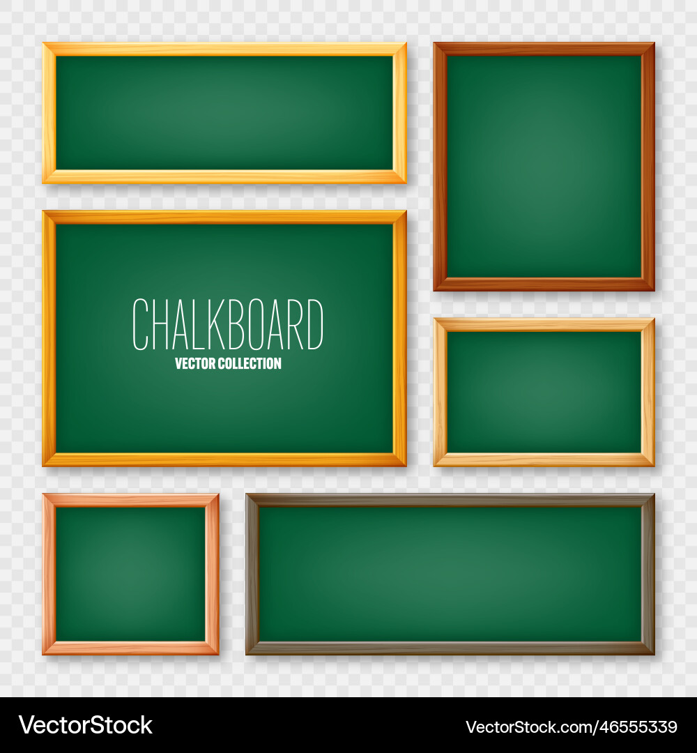 Realistic various chalkboards in a wooden frame Vector Image