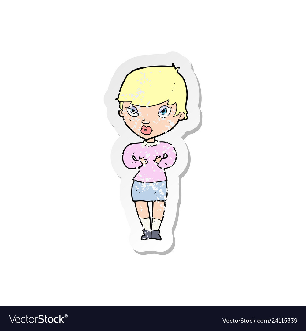Retro distressed sticker of a cartoon woman Vector Image