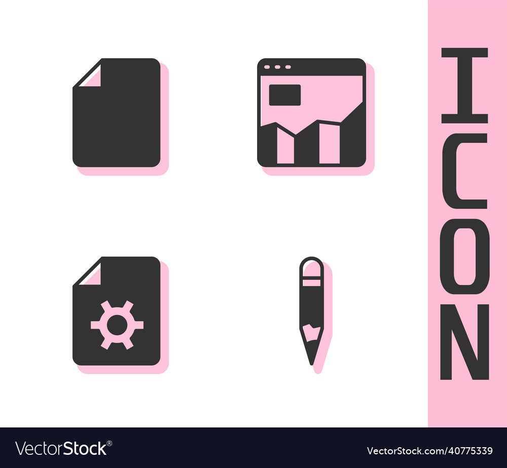 Set pencil file document document settings Vector Image