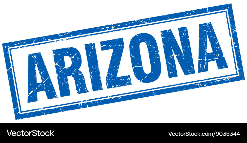 Arizona blue square grunge stamp on white Vector Image