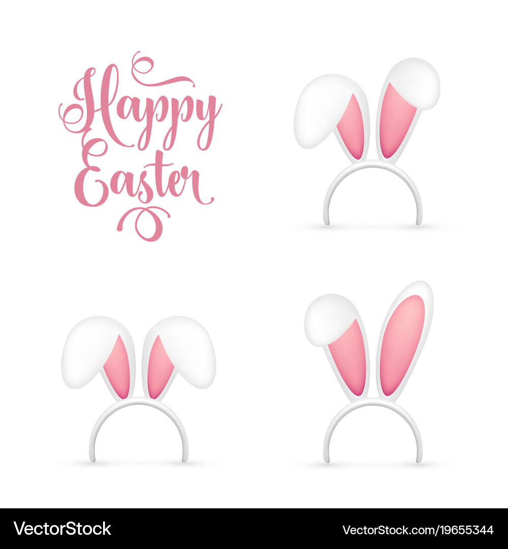 Easter bunny ears pink and white mask with rabbit Vector Image