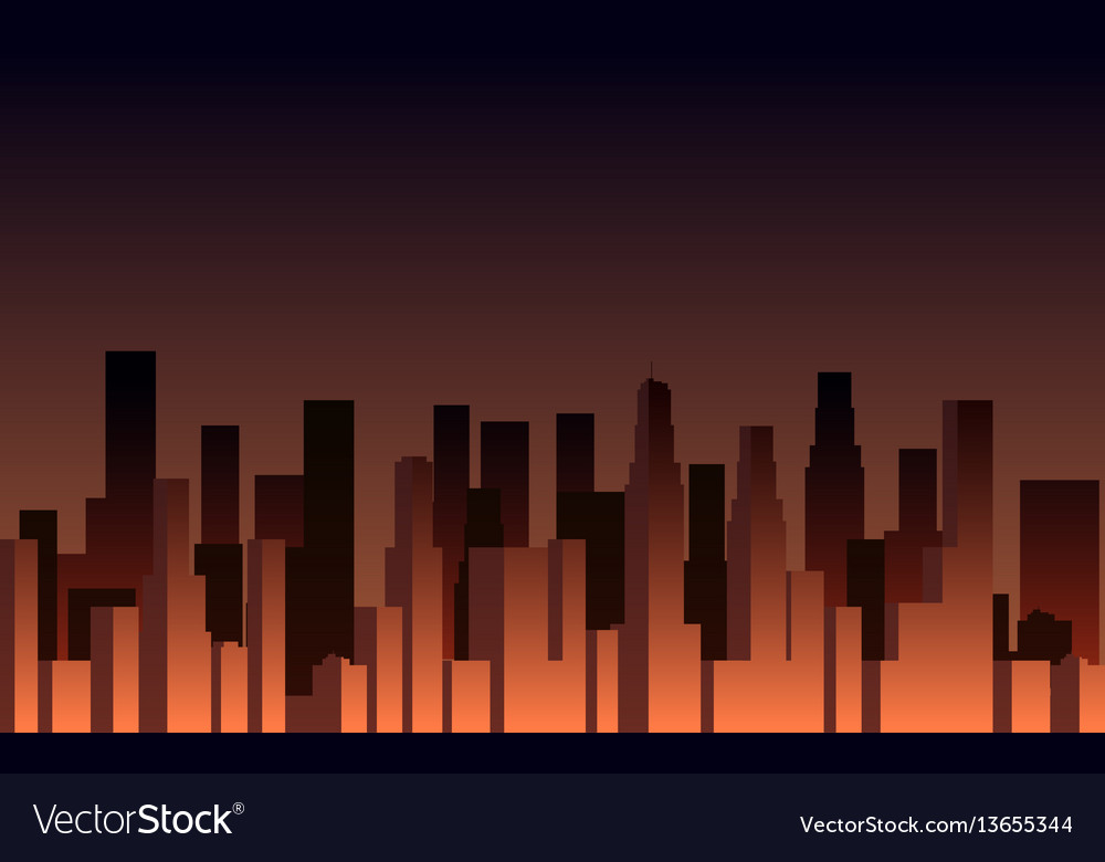 Evening panorama of the city skyscrapers Vector Image