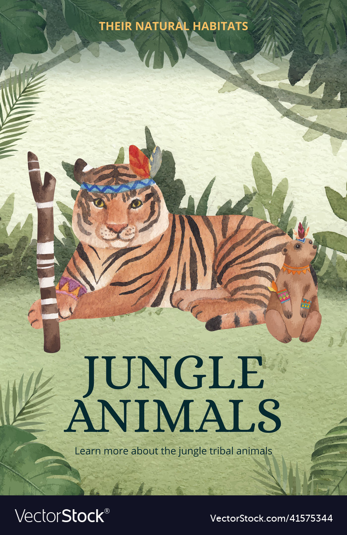 Poster template with jungle tribal animal Vector Image