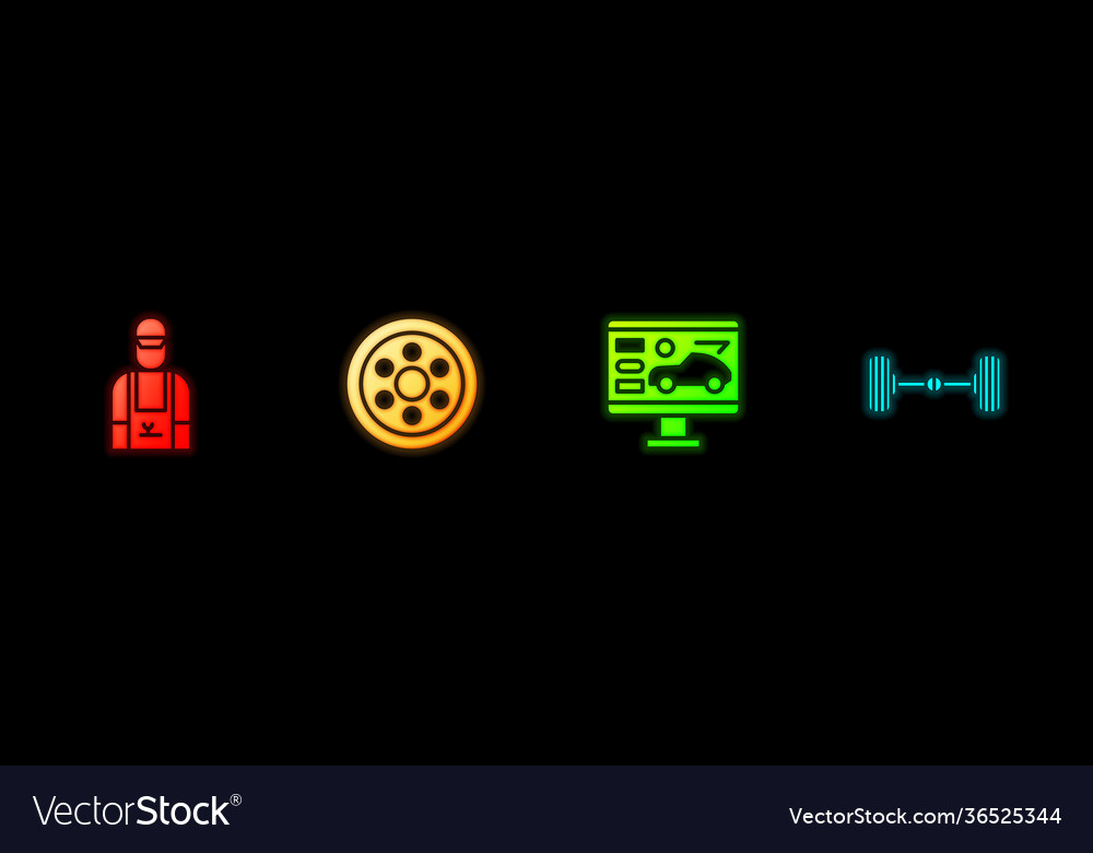 Set car mechanic alloy wheel diagnostics Vector Image Set car mechanic alloy wheel diagnostics Vector Image