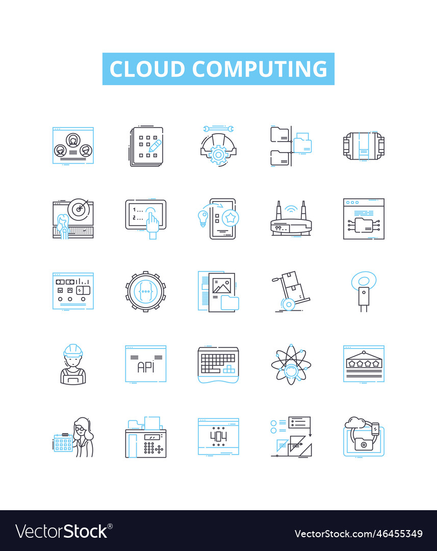 Cloud computing line icons set Royalty Free Vector Image Cloud computing line icons set Royalty Free Vector Image