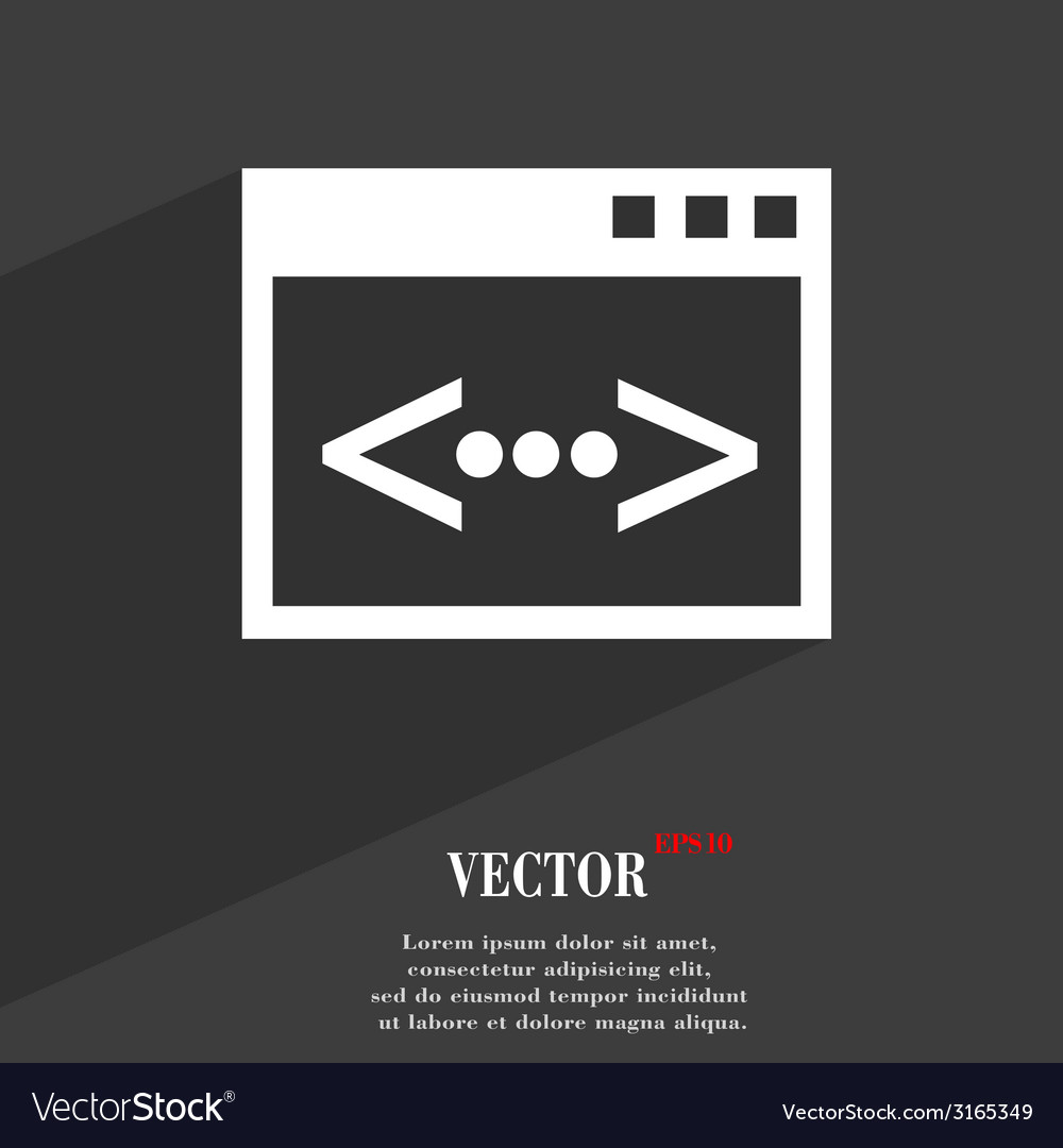 Code icon symbol flat modern web design with long Vector Image