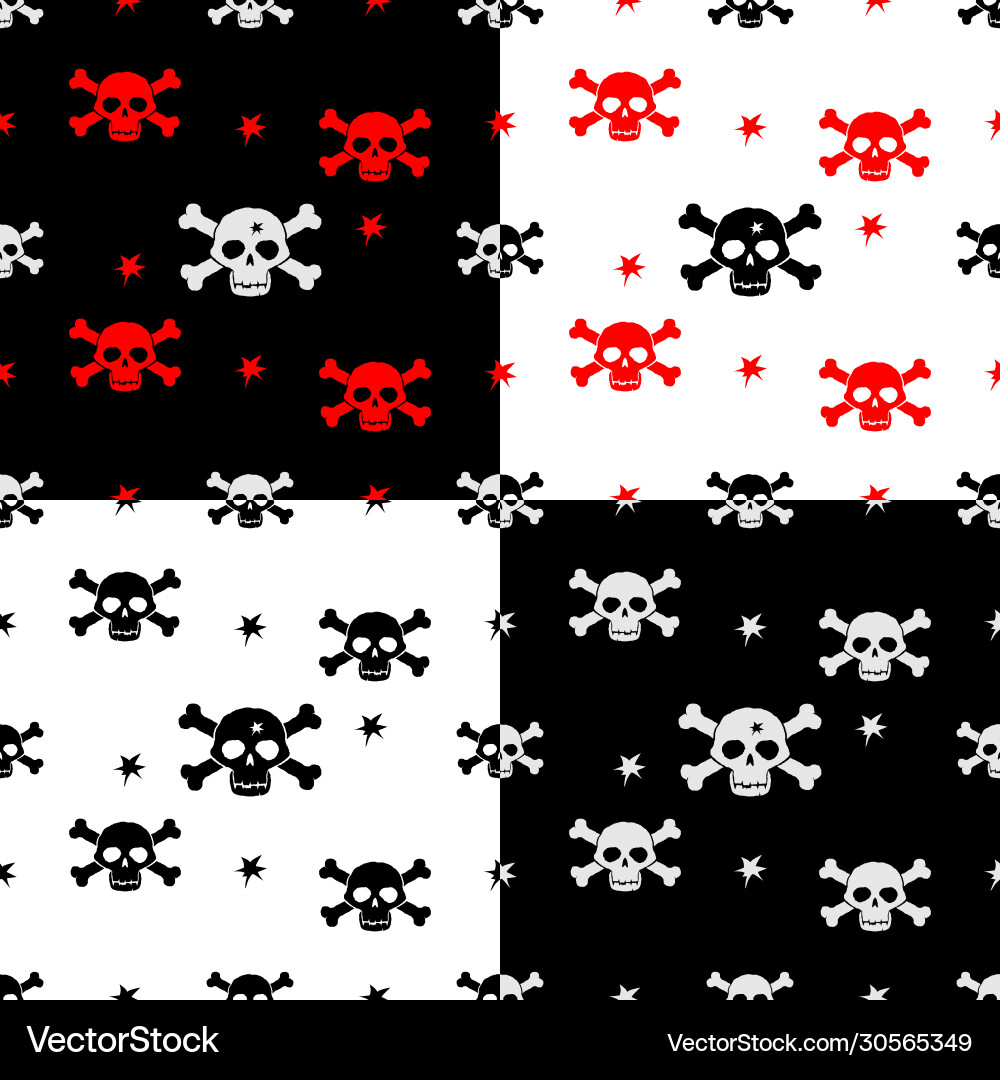 Four seamless background with jolly roger image Vector Image