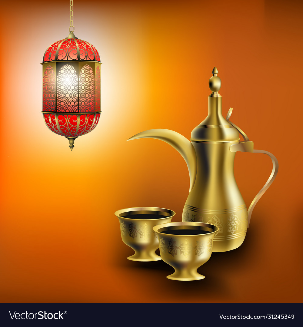 Iftar Party Square Template With Lantern Vector Image