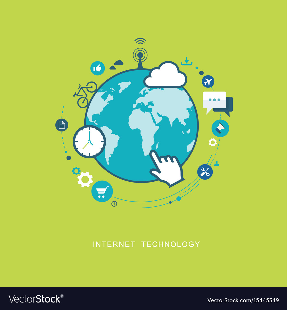 Internet connection technology flat Royalty Free Vector