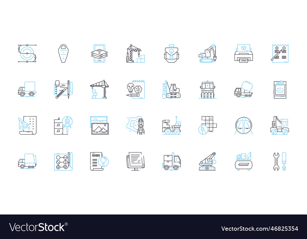 Industrial progress linear icons set automation Vector Image Industrial progress linear icons set automation Vector Image