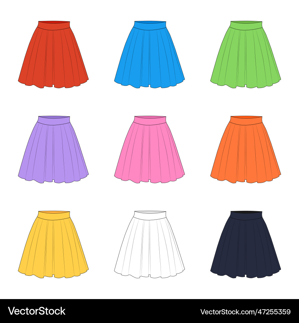 Color skirts set on white background Royalty Free Vector
