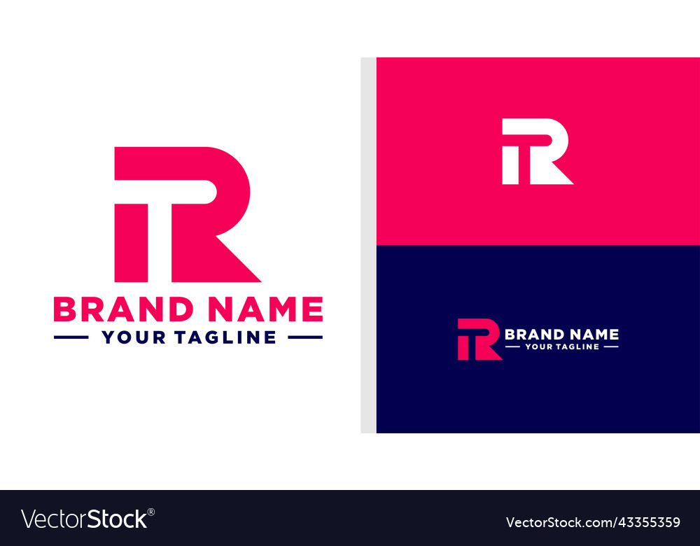 Rt logo monogram negative space simple editable Vector Image