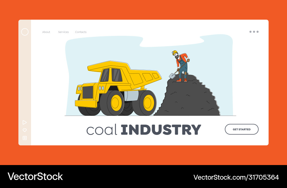 Extraction industry landing page template miner Vector Image