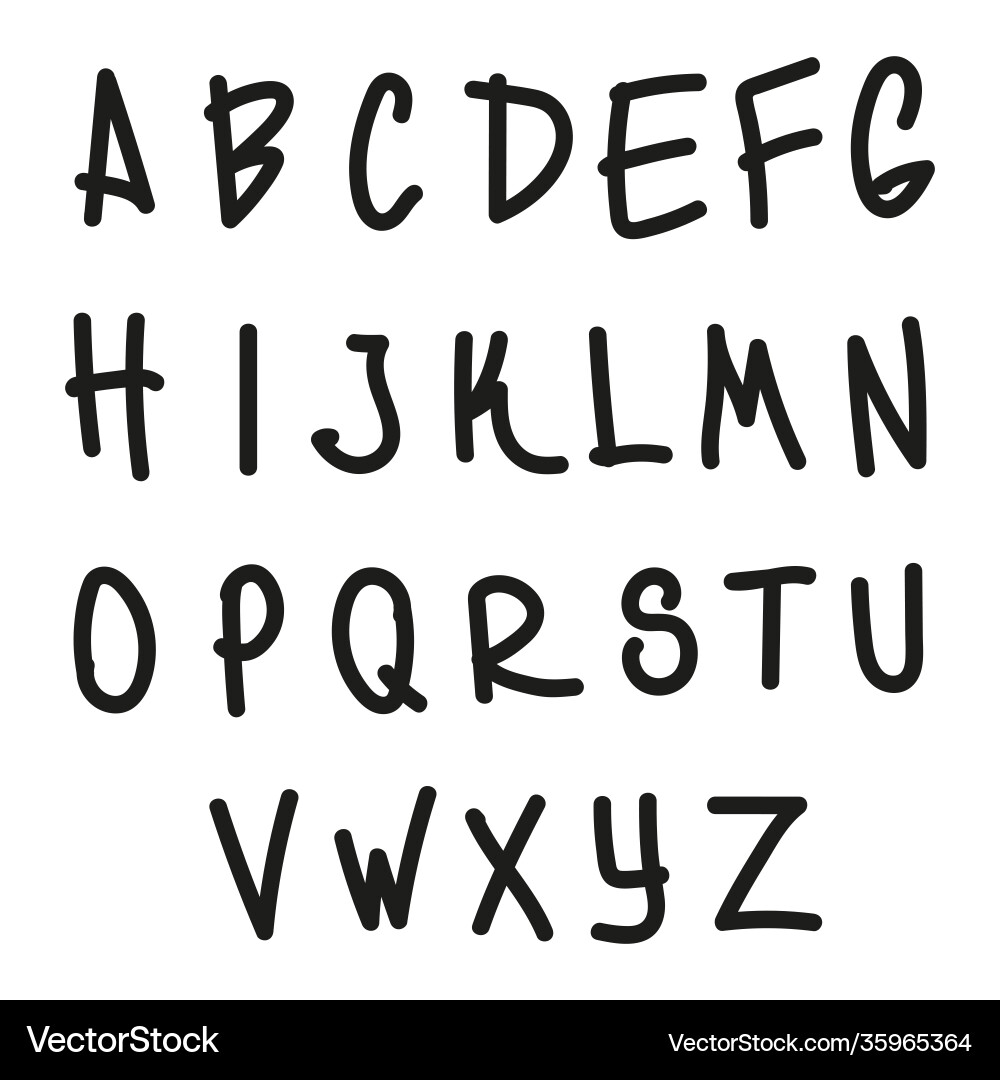 Hand drawn alphabet latin letters brush Royalty Free Vector