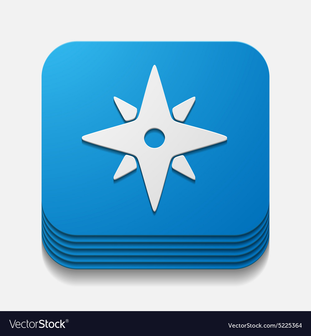 Square button compass Royalty Free Vector Image