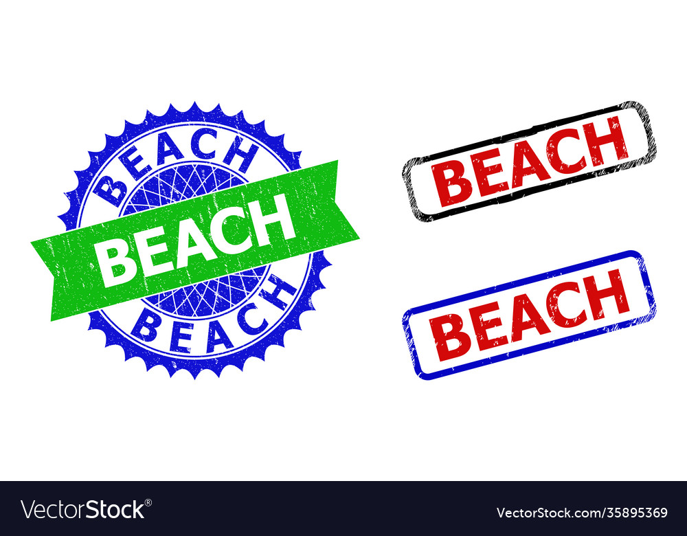 Beach rosette and rectangle bicolor watermarks Vector Image