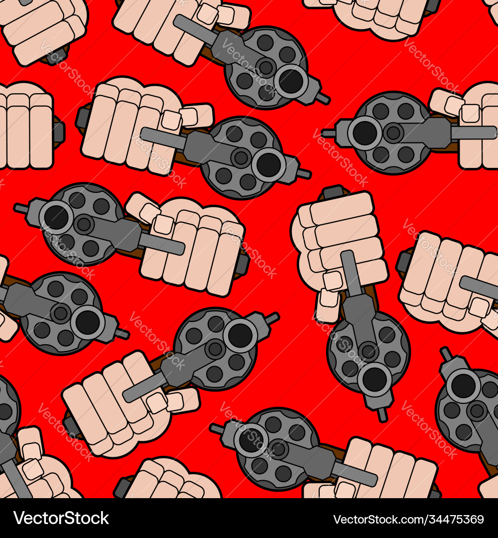 Gun in hand pattern seamless fist background Vector Image