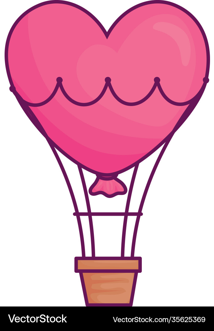 Heart hot air balloon design Royalty Free Vector Image