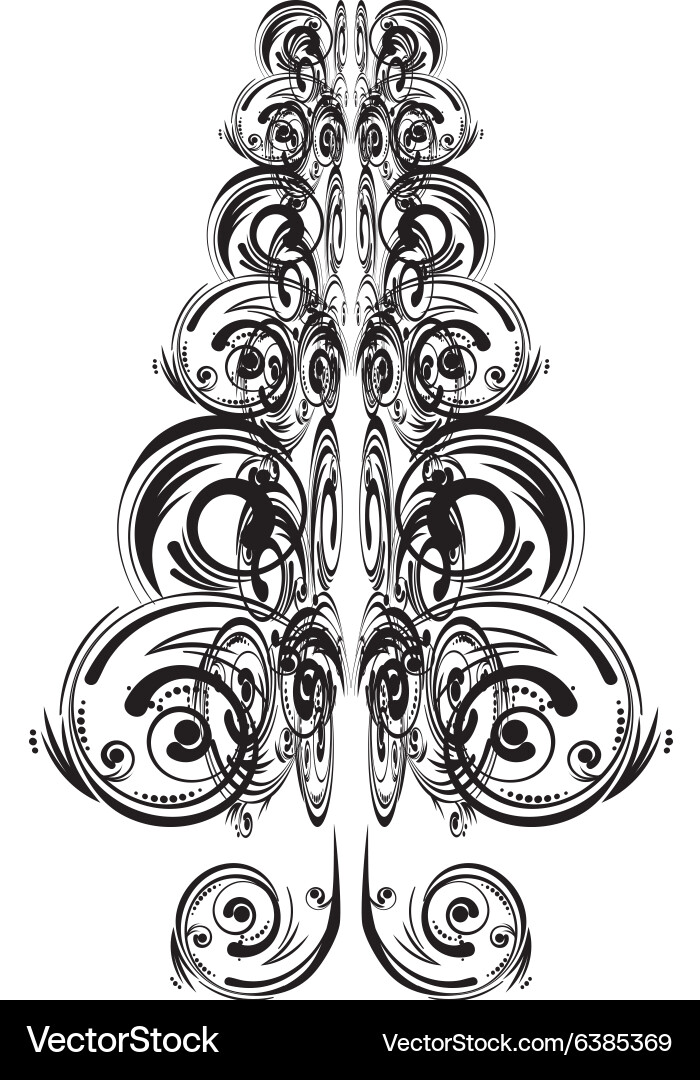 Swirls floral christmas tree3 Royalty Free Vector Image