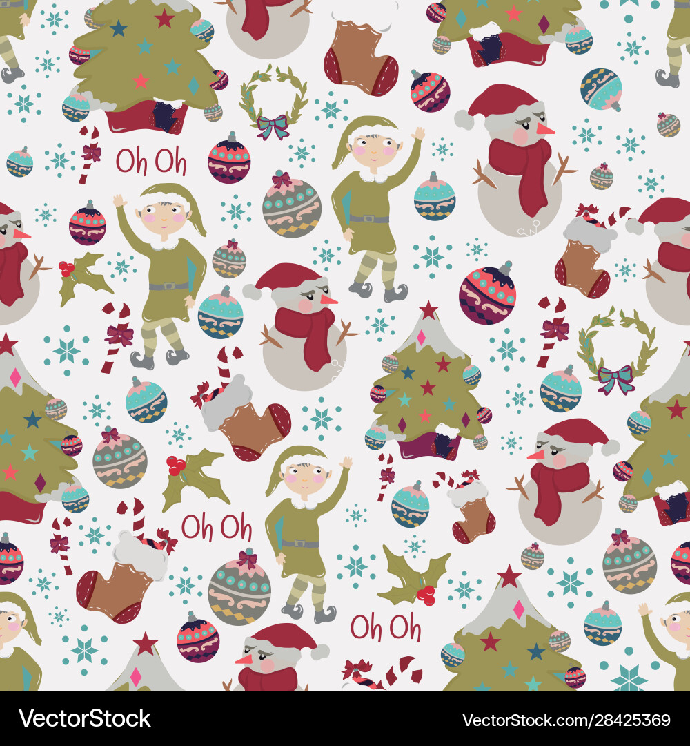 White christmas seamless pattern background Vector Image