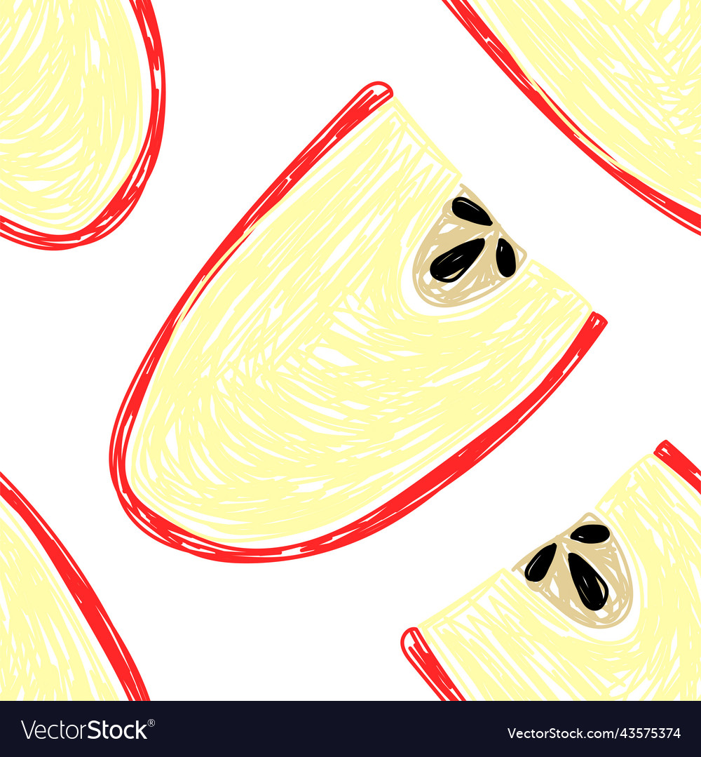 Apple Fruit Seamless Pattern Food Sketch Vector Image