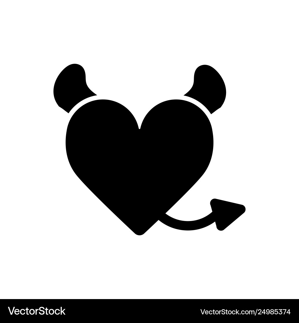 Devil heart with horns and tail heart icon Vector Image
