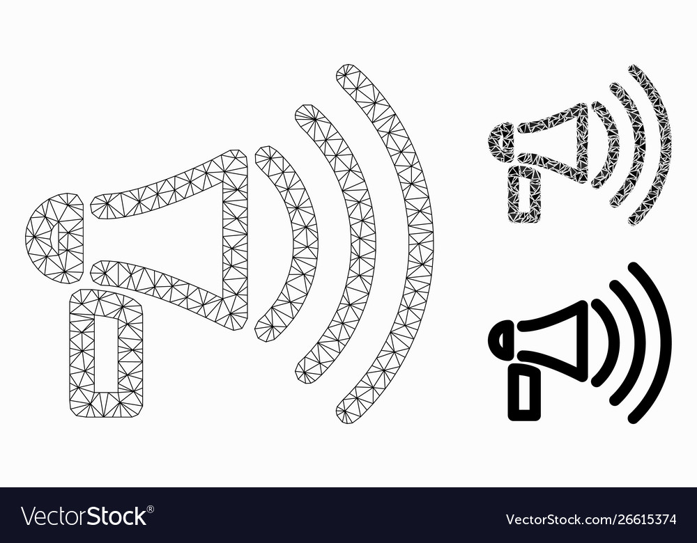 Megaphone Mesh Carcass Model And Triangle Vector Image