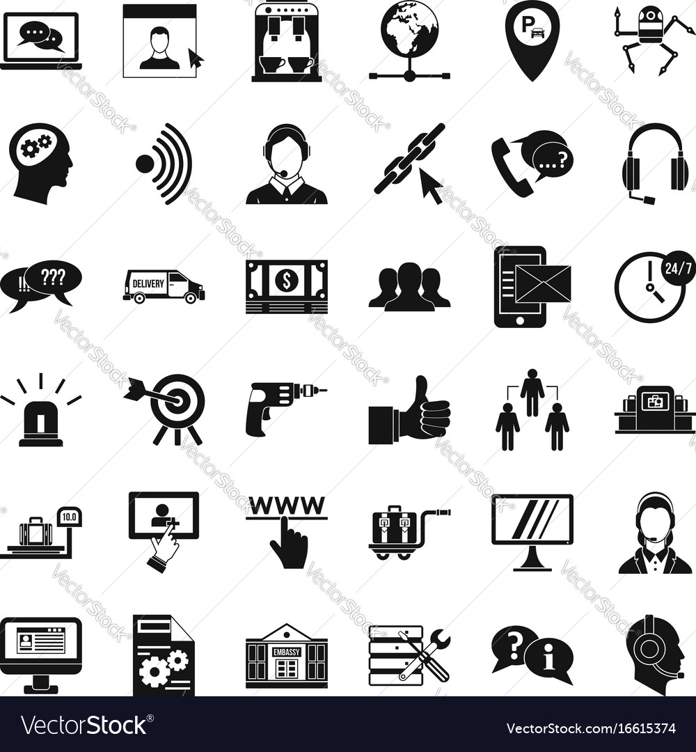 Operator icons set simple style Royalty Free Vector Image