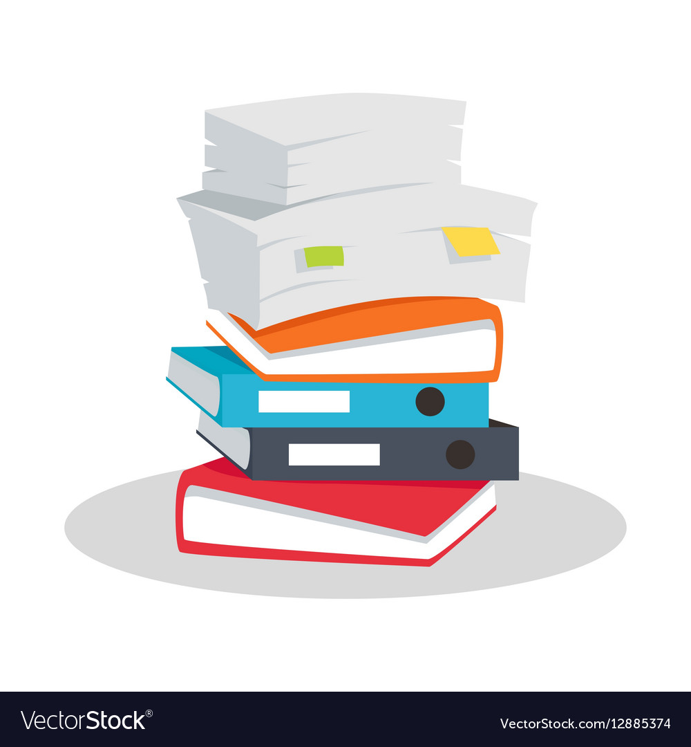 Stack documents flat design on white Royalty Free Vector