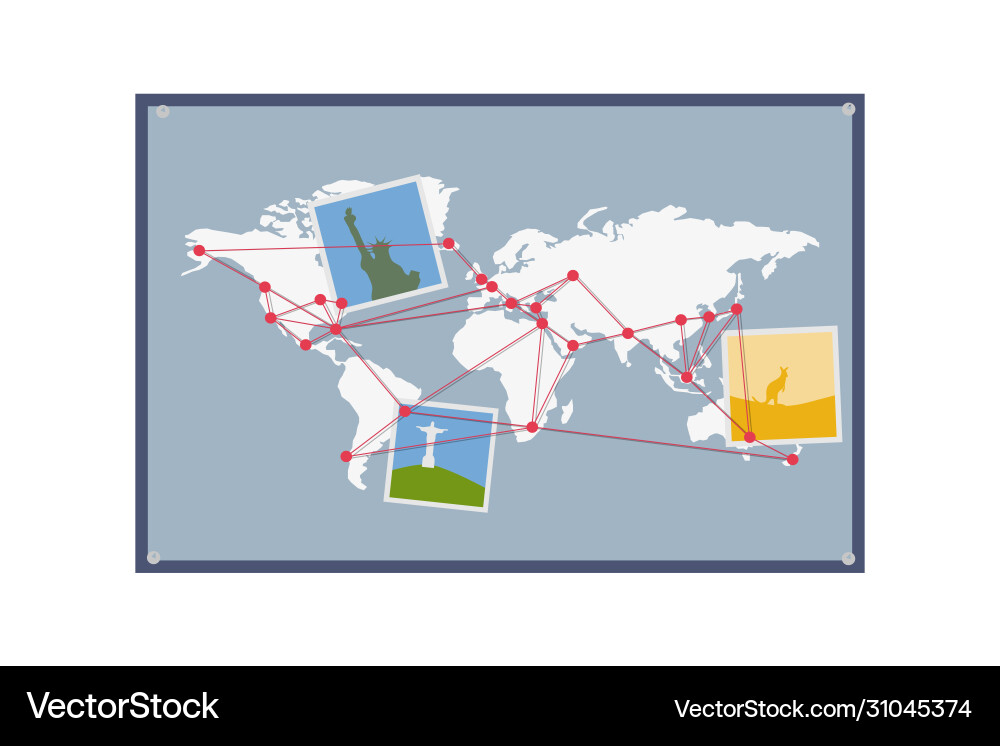 World map earth on wall with photo Royalty Free Vector Image