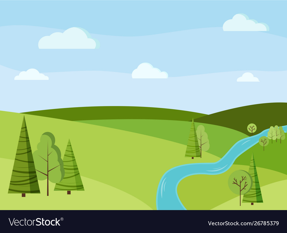 Beautiaful spring or summer field landscape Vector Image