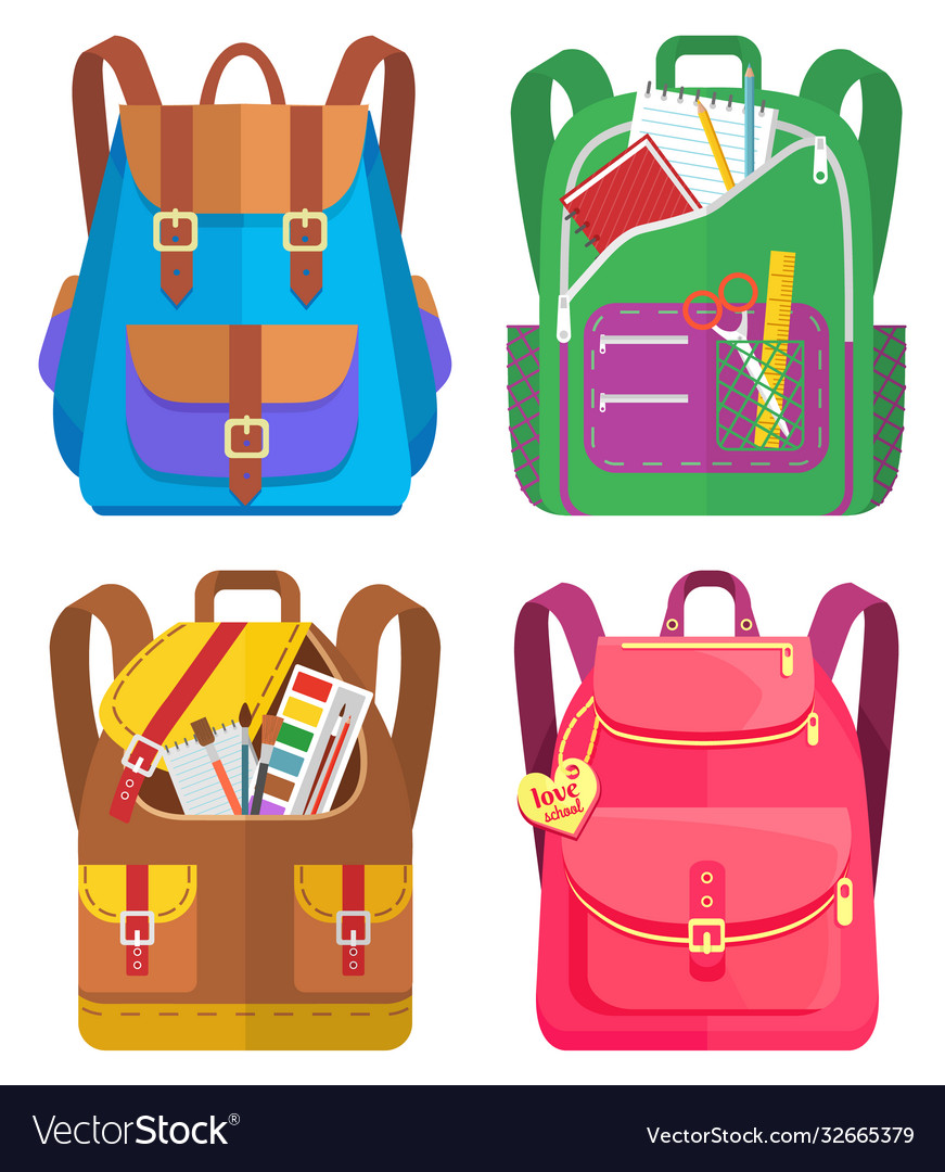Colored school backpack back Royalty Free Vector Image