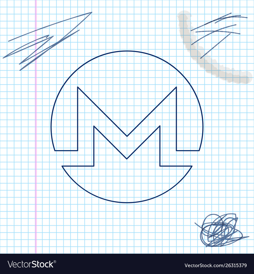 Cryptocurrency coin monero xmr line sketch icon Vector Image Cryptocurrency coin monero xmr line sketch icon Vector Image