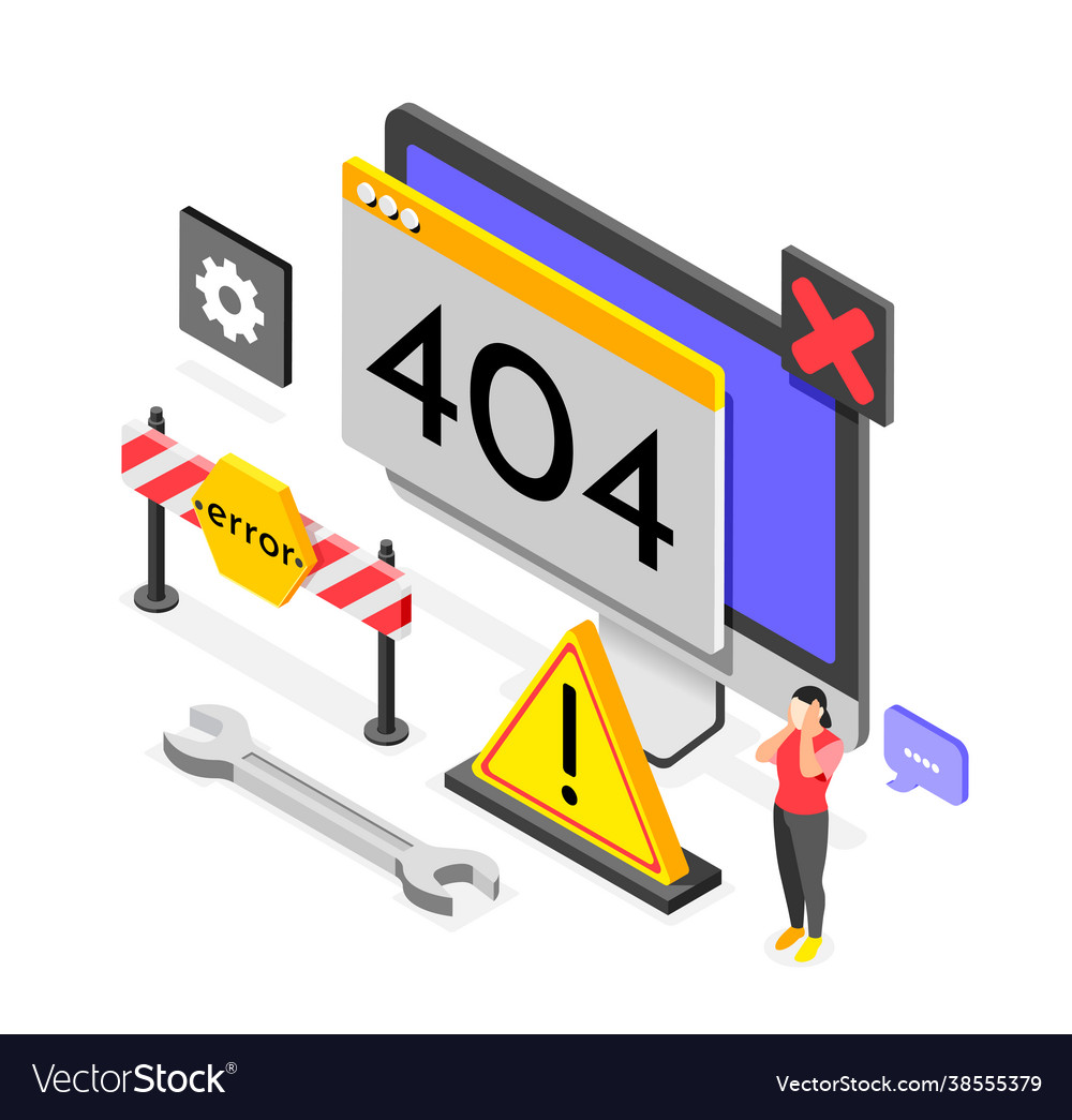 Error colored isometric composition Royalty Free Vector