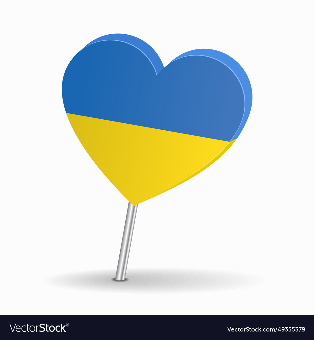 Ukrainian flag heart-shaped map pointer layout Vector Image