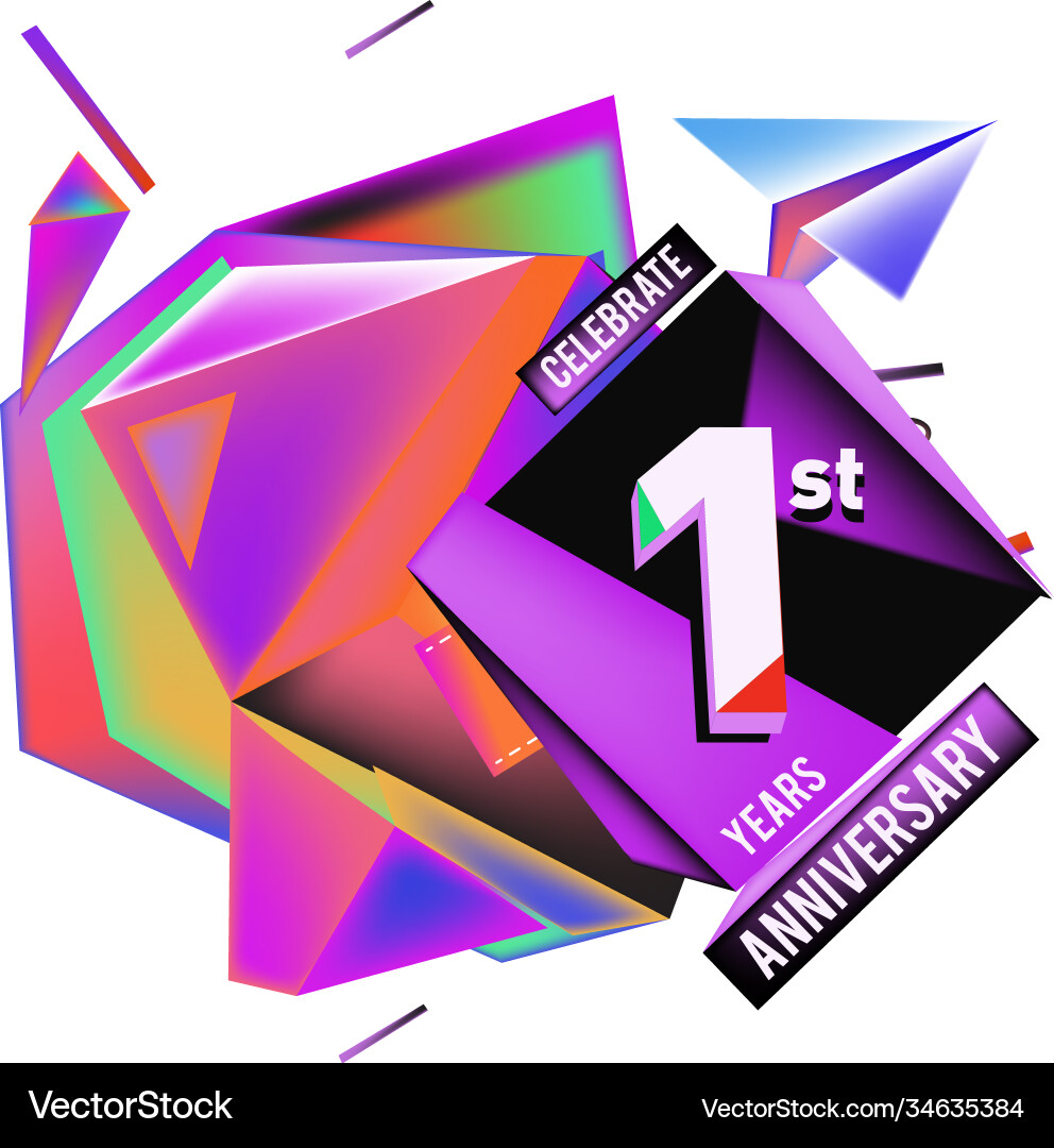2nd anniversary logo with colorful background Vector Image
