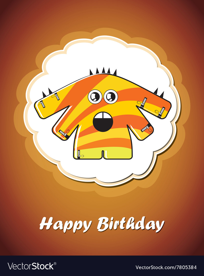 Happy birthday card with cute monster Royalty Free Vector