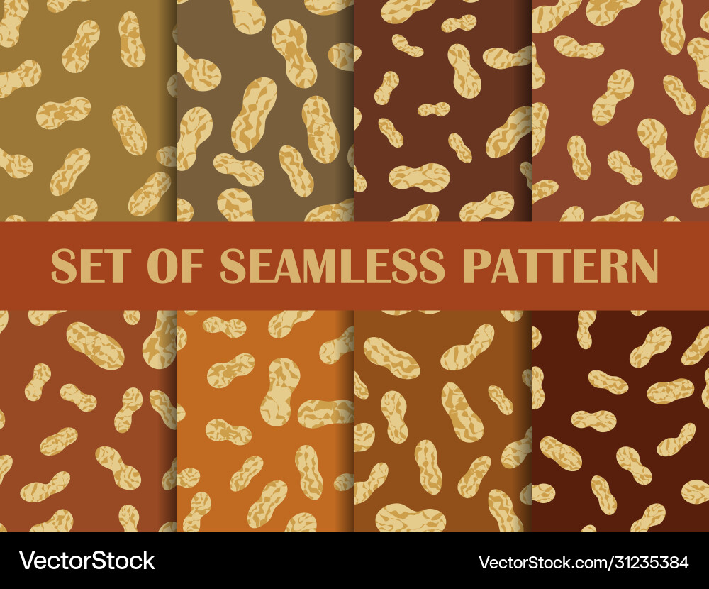 Peanut set seamless pattern roasted peanuts Vector Image