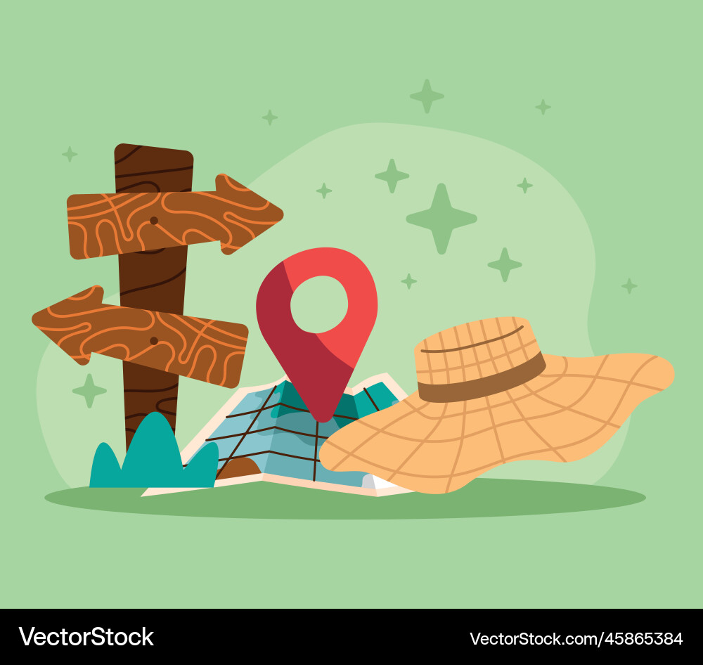 Pin location with arrows guide Royalty Free Vector Image