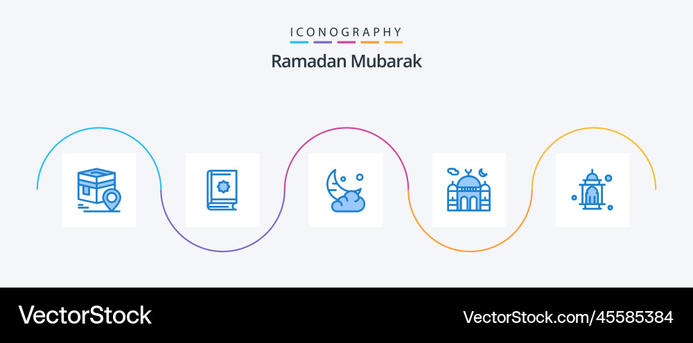 Ramadan blue 5 icon pack including islam mosque Vector Image