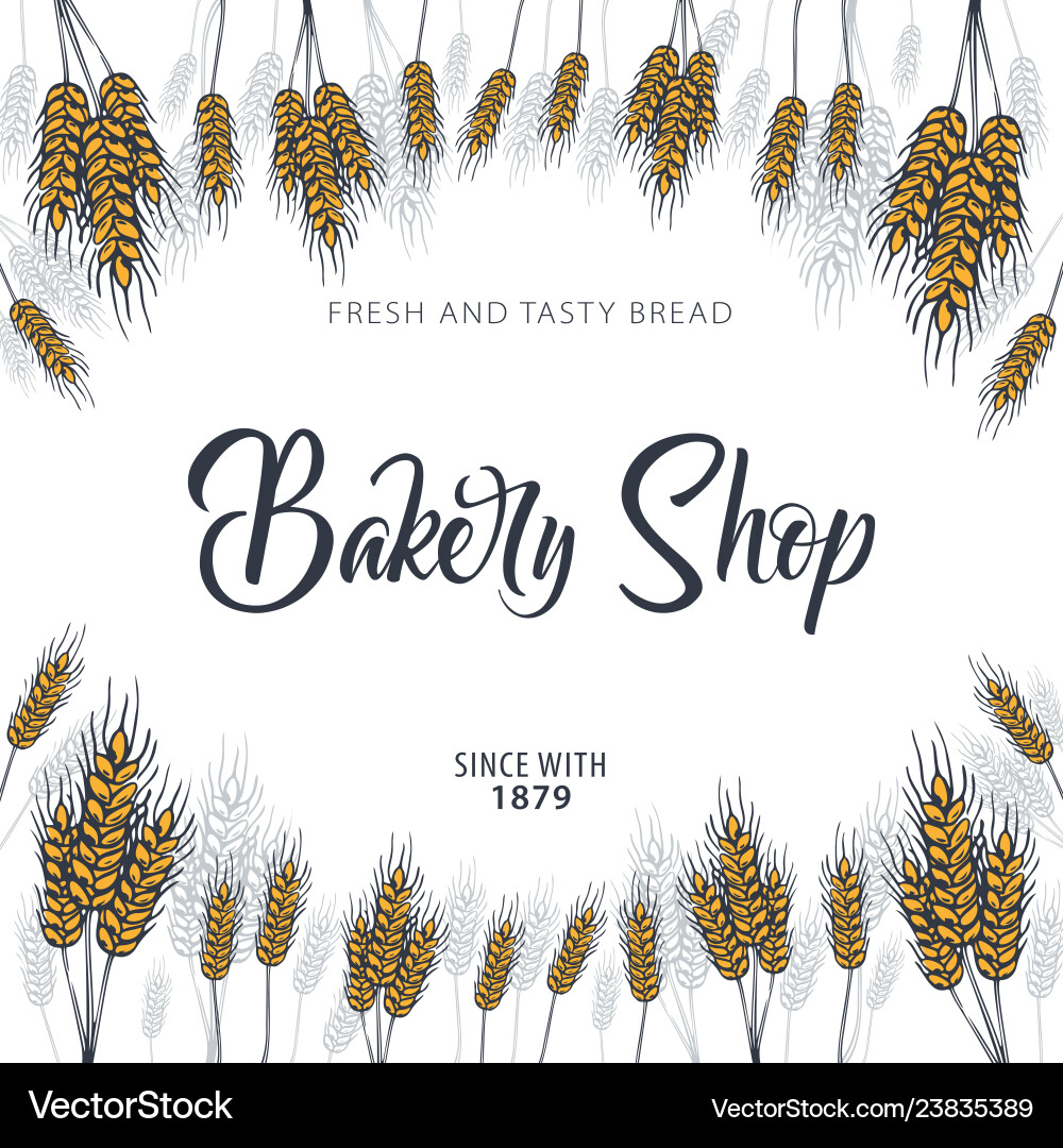 Bakery background with wheats linear graphic Vector Image