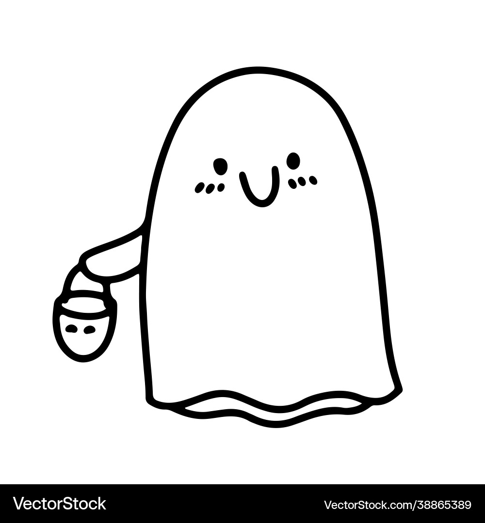 Doodle style pumpkin and candy ghost halloween Vector Image